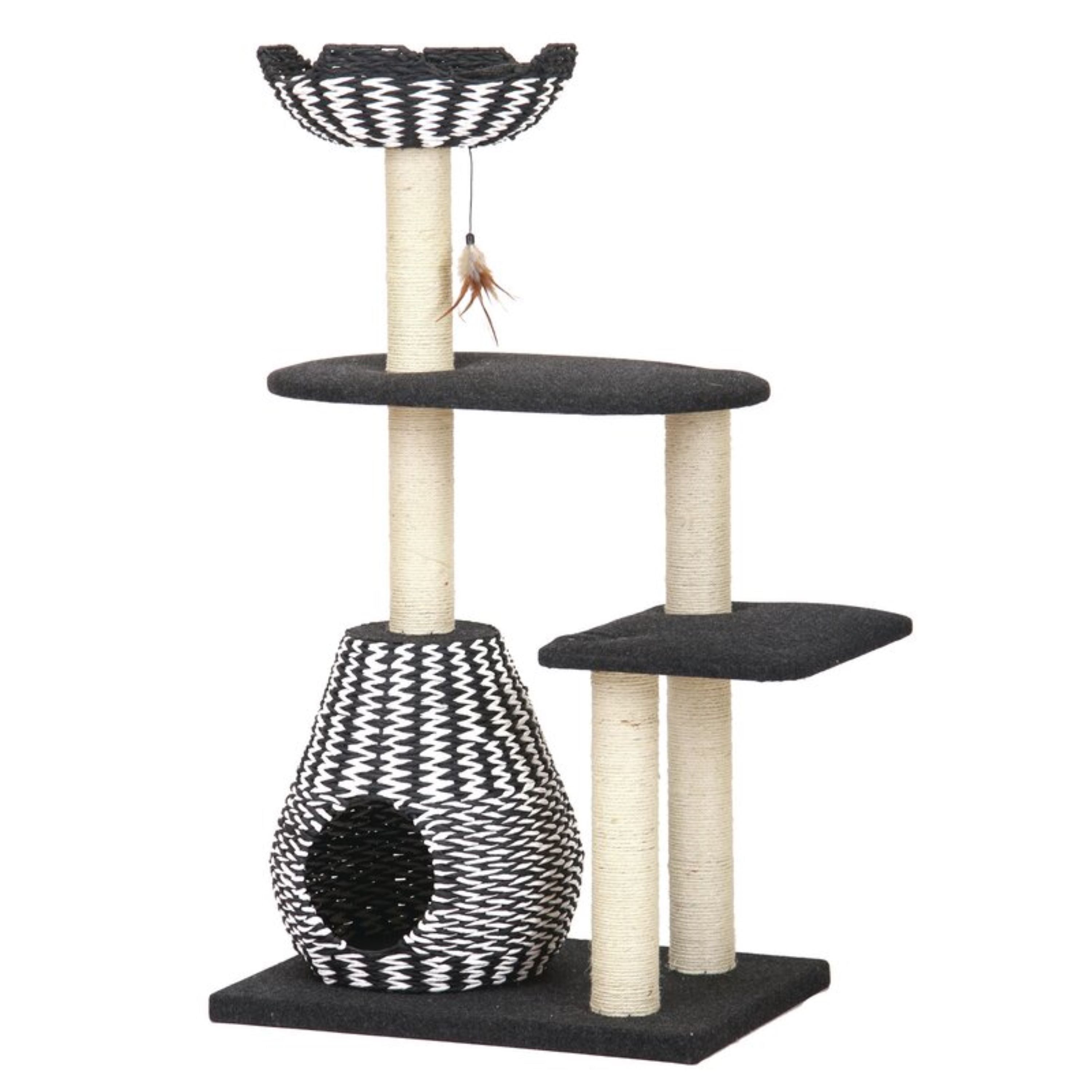 PetPals Ace Cat Tree Black & Tan 49 in – Pets Warehouse