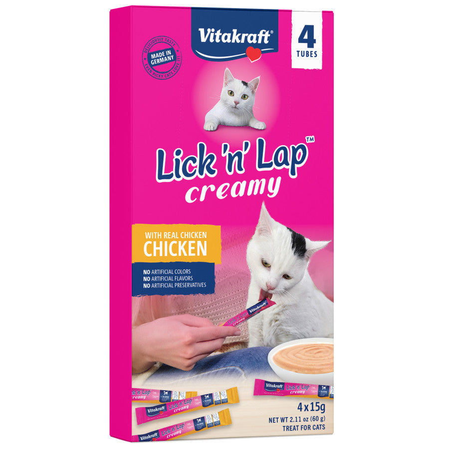 Vitakraft Lick 'n' Lap Snack Wet Cat Treats Chicken, 2.1 oz, 4 pk ...