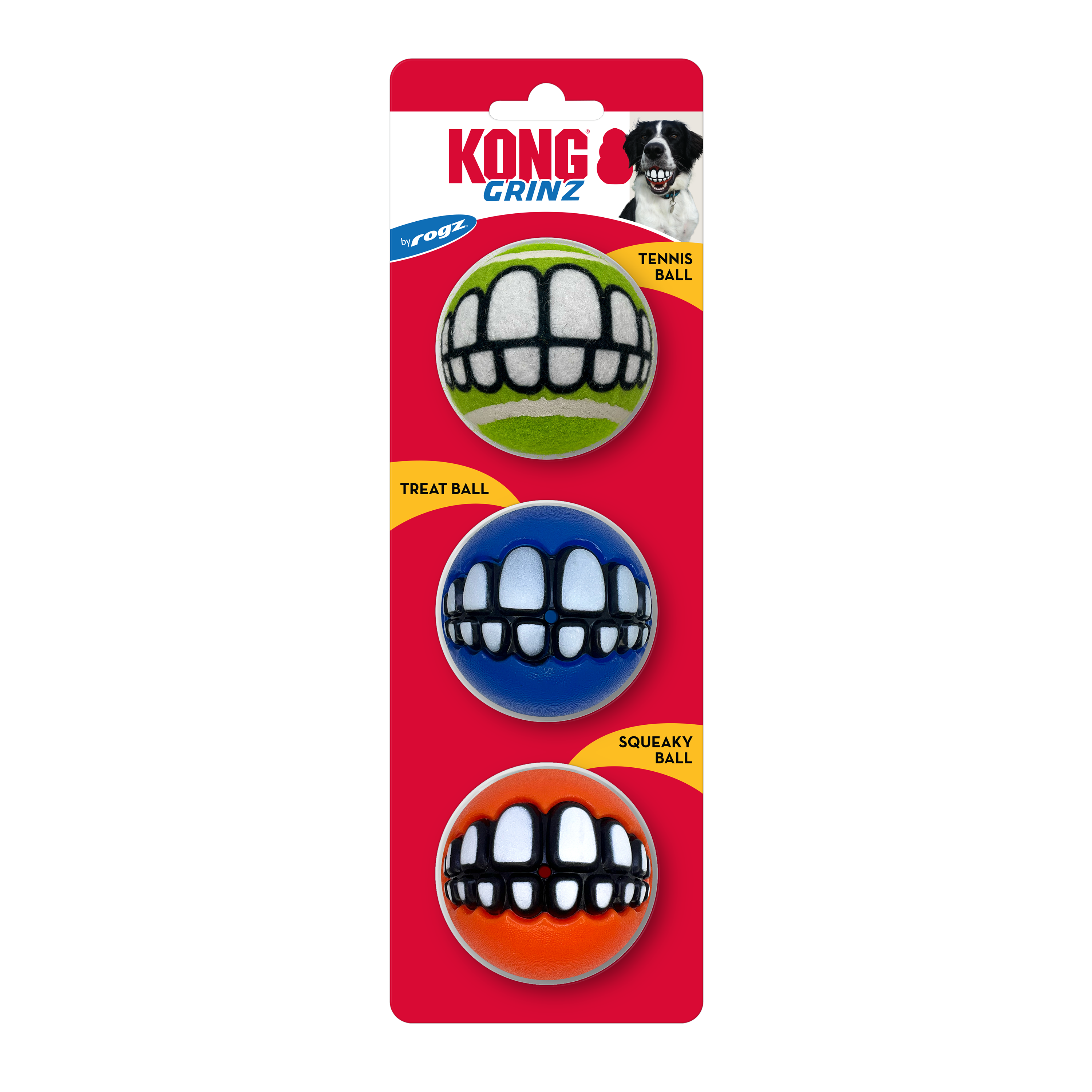 KONG Grinz by Rogz Variety Ball Dog Toys Medium, 3 pk – Pets Warehouse